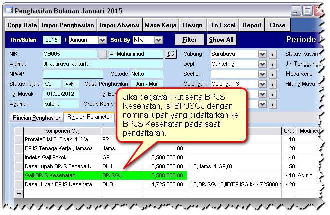 Bagaimanakah cara setting BPJS pada program Krishand Payroll